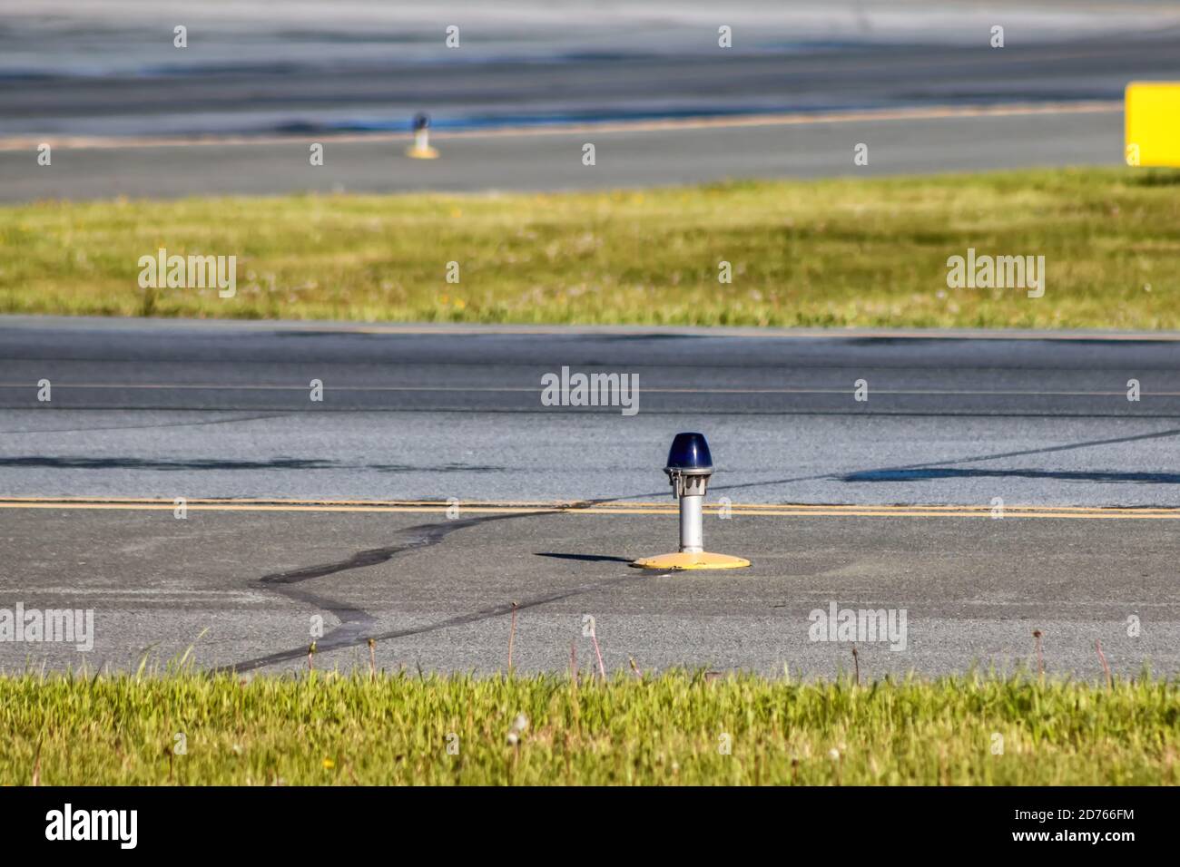Taxiway, side row lights at the airport Stock Photo - Alamy