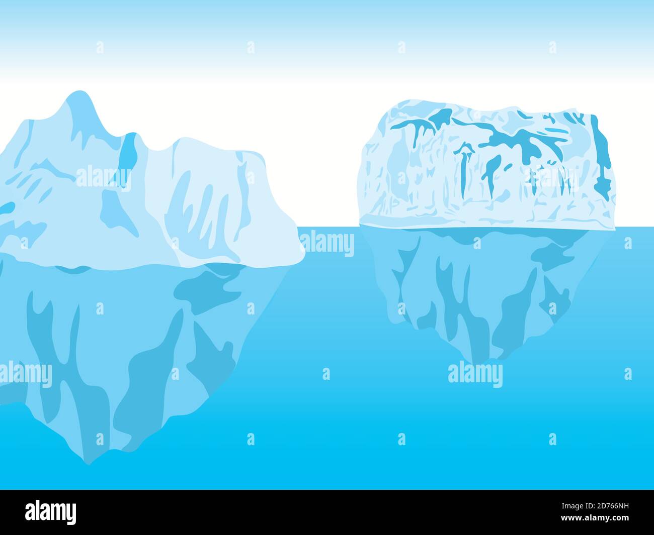 arctic scene landscape with icebergs blocks, colorful design, vector ...