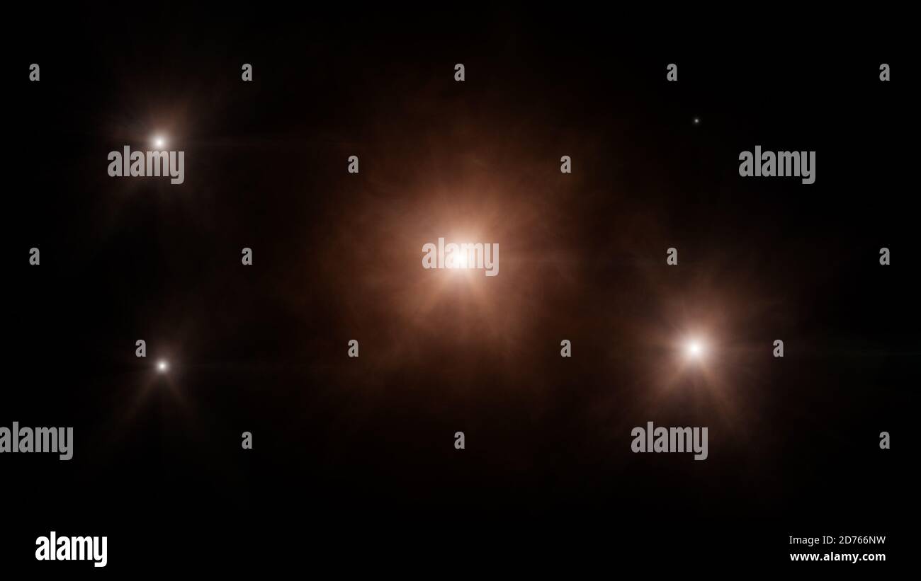 Flashes of light or lens flare with smoke. 3d illustration Stock Photo ...