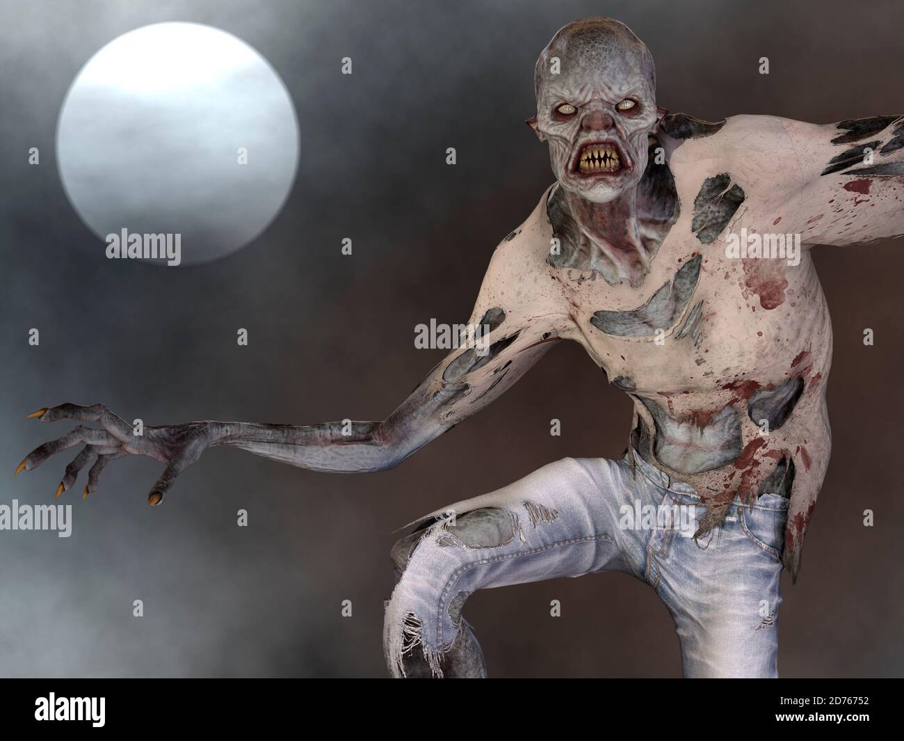 Fantasy zombie monster full moon 3d illustration Stock Photo - Alamy
