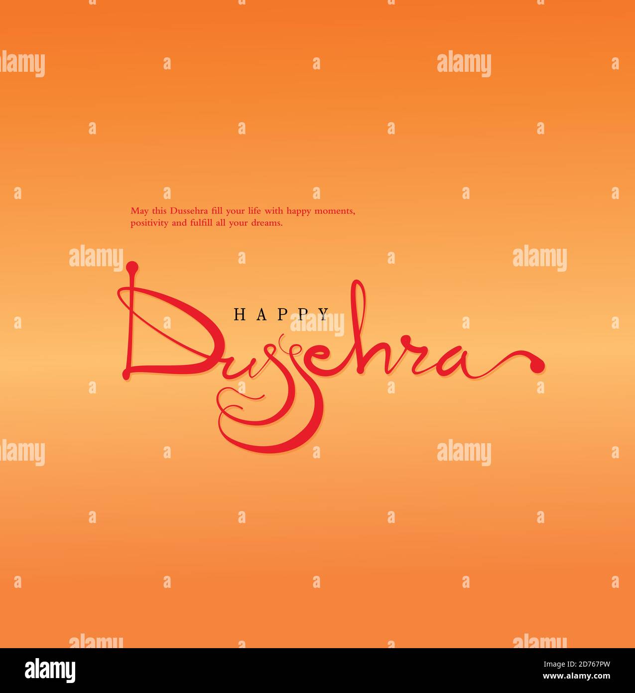 Happy Dussehra greetings by calligraphy lettering on Orange background ...