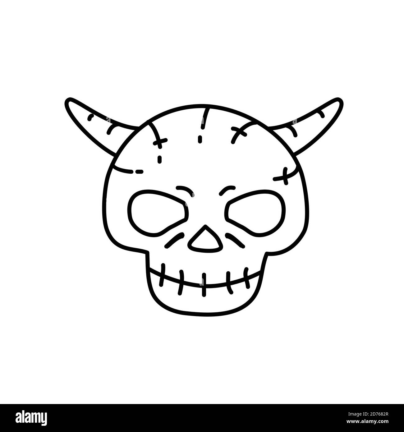 Devil Man Icon vector. Doodle Hand Drawn or Black Outline Icon Style ...