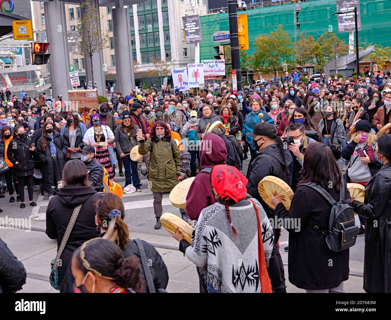 Atlantic Canada native Mikmaq fishers protest in Toronto Stock Photo ...