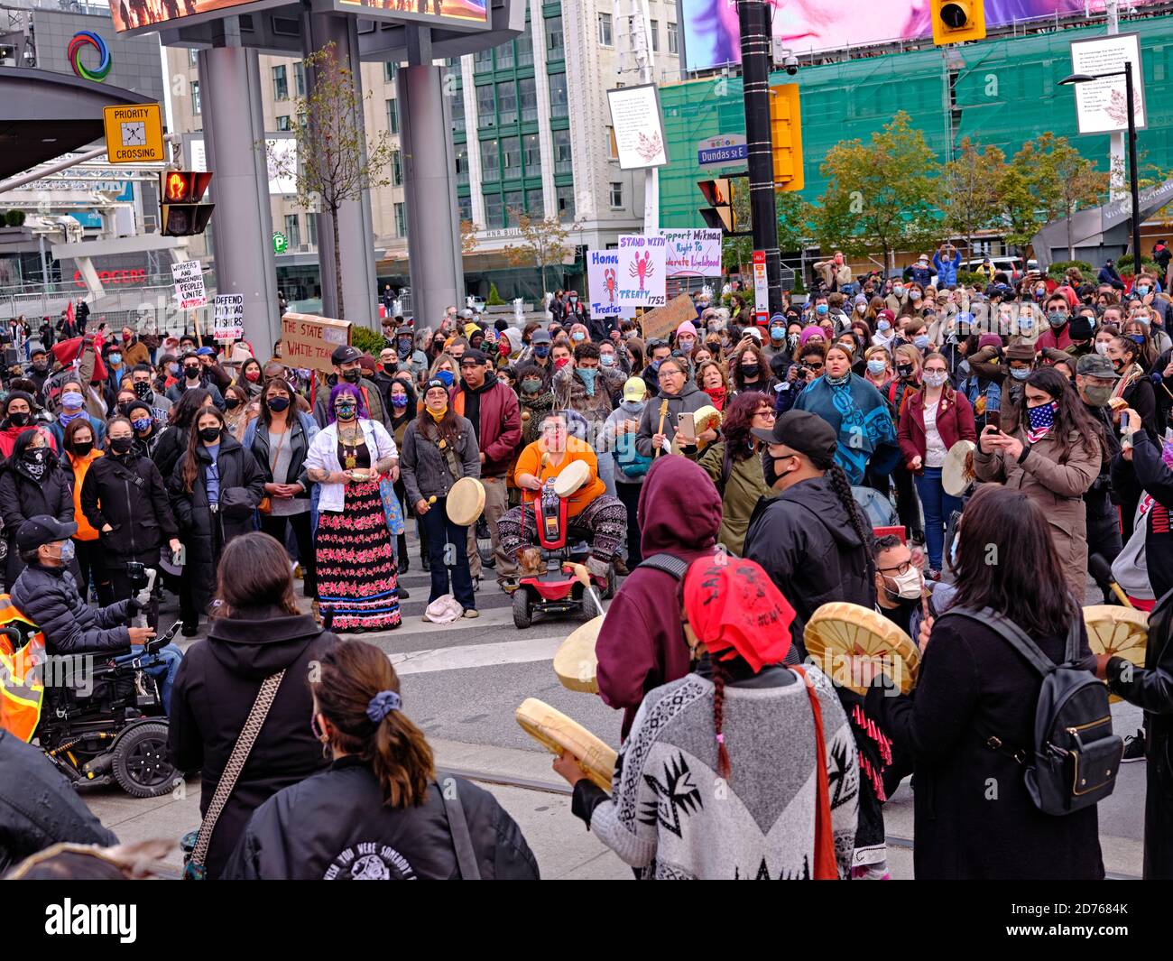 Atlantic Canada native Mikmaq fishers protest in Toronto Stock Photo ...