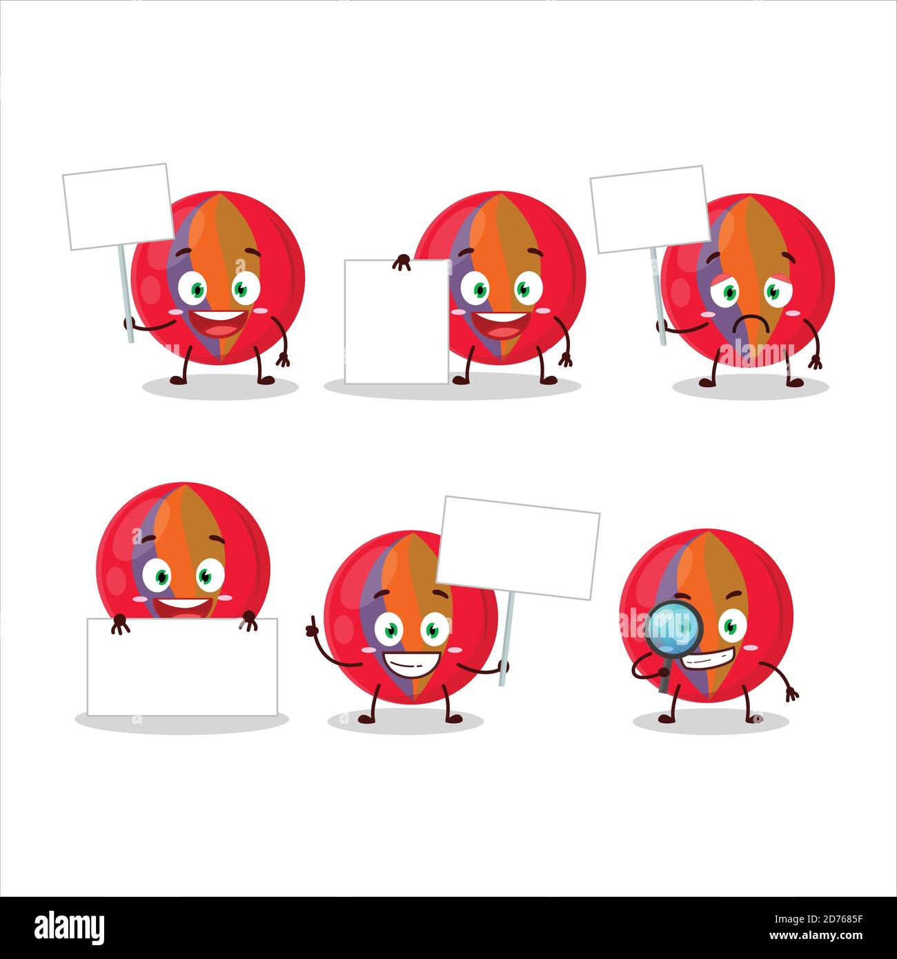 Red marbles cartoon character bring information board Stock Vector ...
