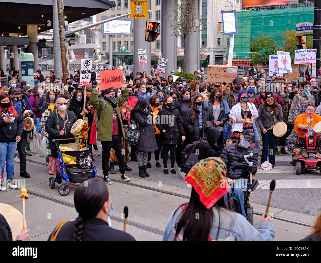Atlantic Canada native Mikmaq fishers protest in Toronto Stock Photo ...