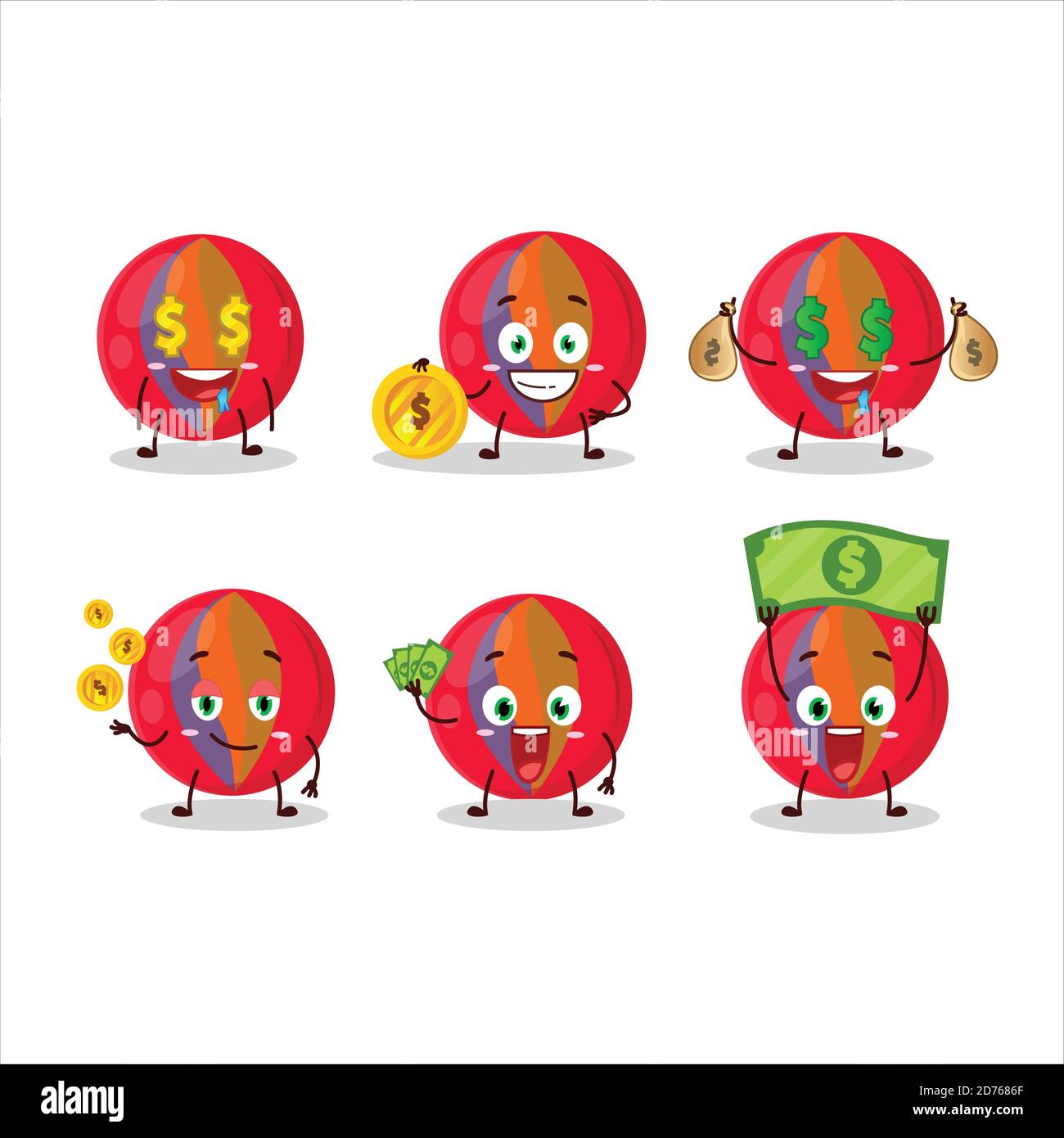 Red marbles cartoon character with cute emoticon bring money Stock ...