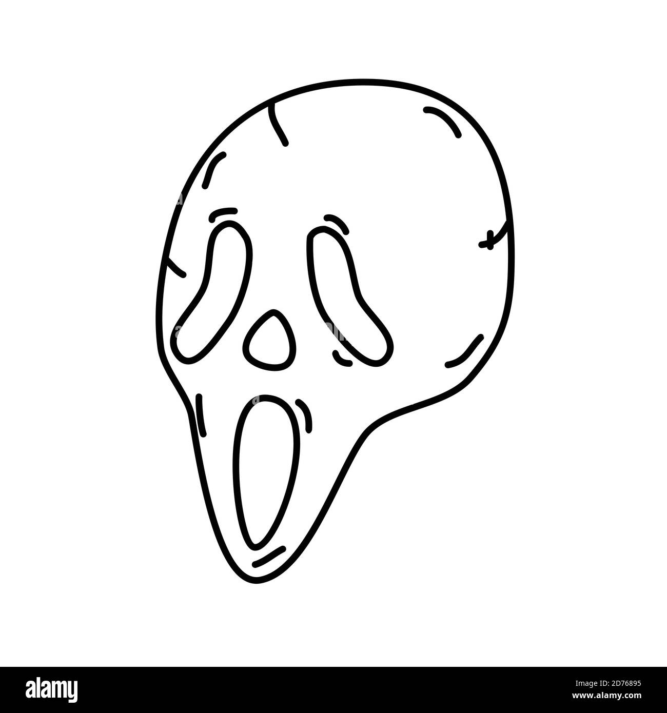 Evil Mask Icon vector. Doodle Hand Drawn or Black Outline Icon Style ...