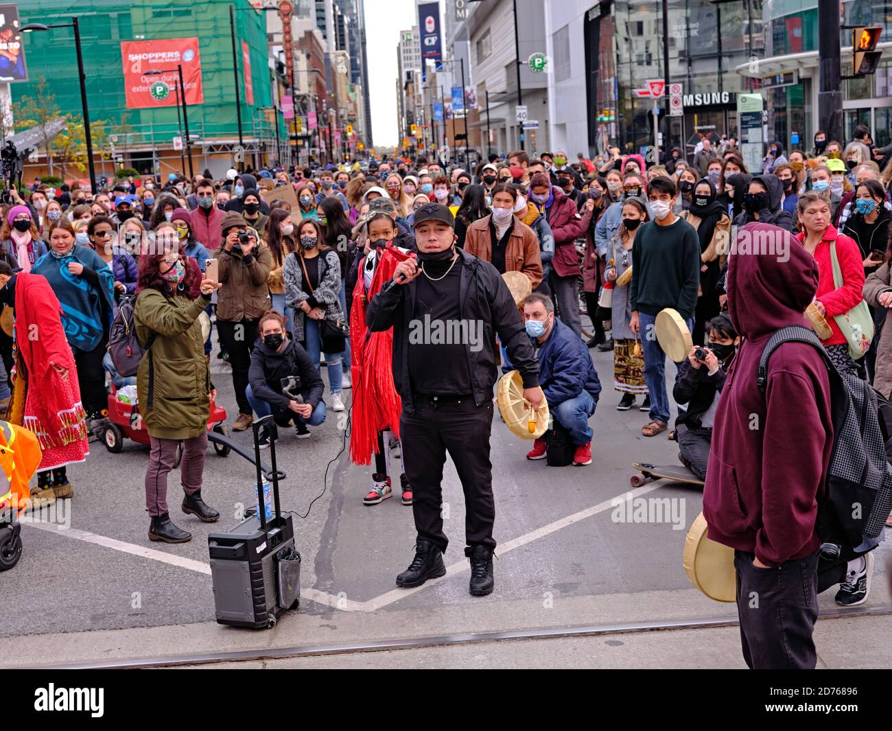 Atlantic Canada native Mikmaq fishers protest in Toronto Stock Photo ...