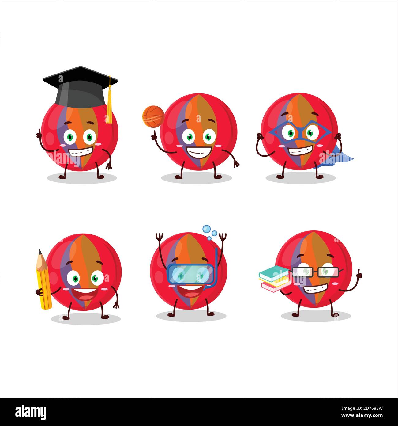 School student of red marbles cartoon character with various ...