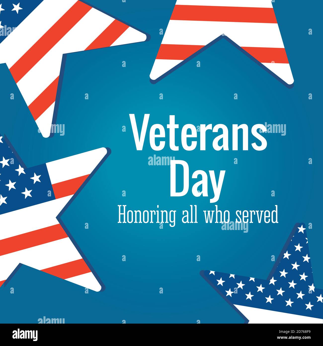 happy veterans day, US flag in stars celebration blue background vector ...