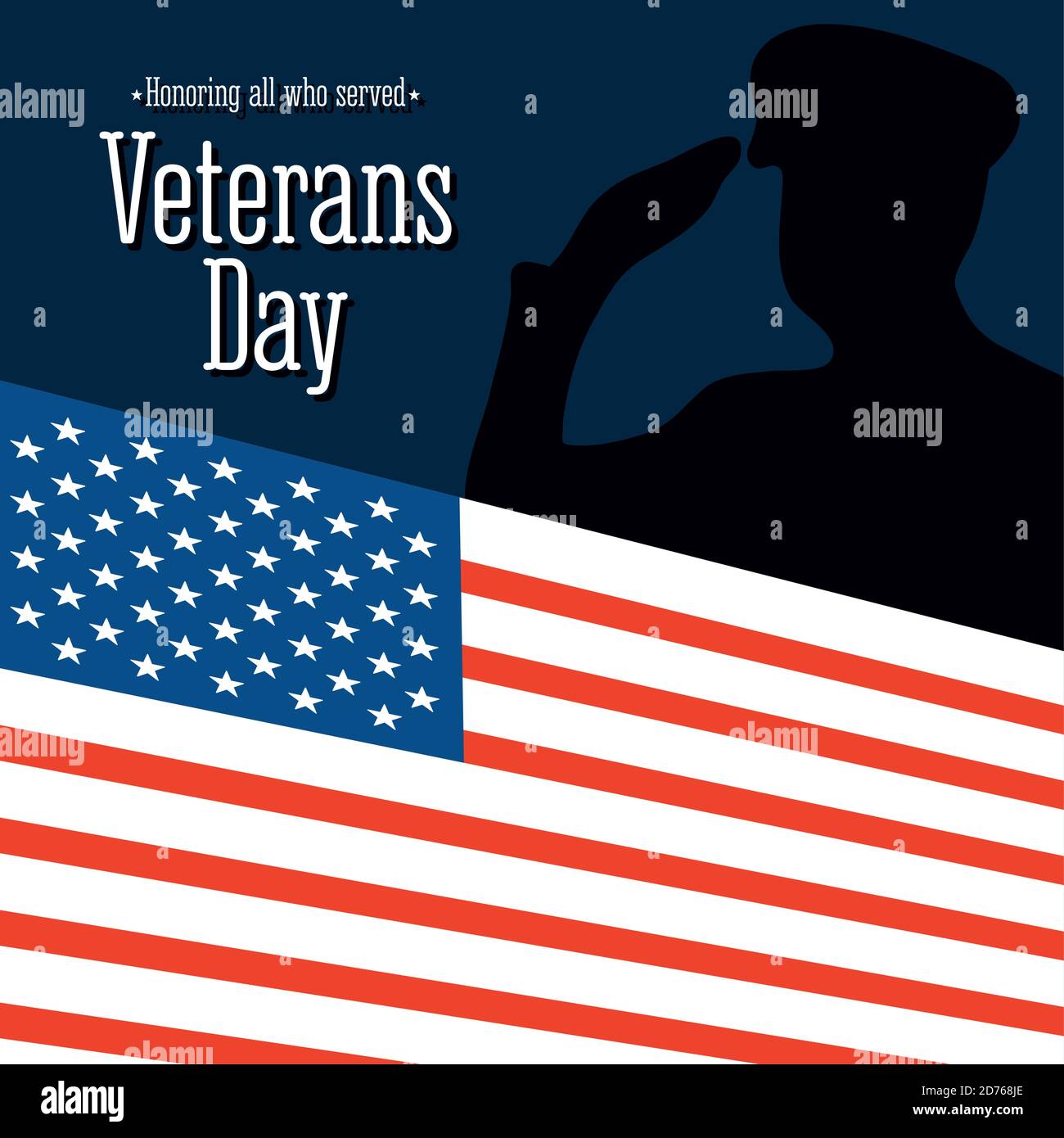 happy veterans day, american flag with salodier saluting background vector illustration Stock ...