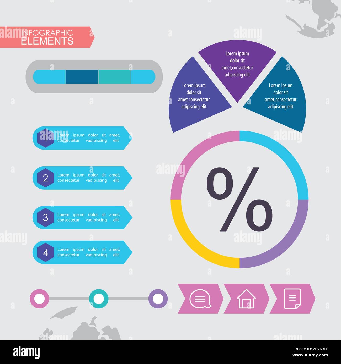 infographic elements design with percentage symbol over gray background ...