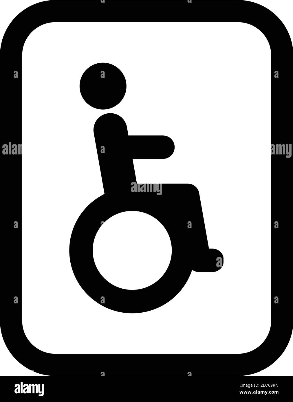 Man symbol icon vector on wheelchair for toilet sign in a glyph ...