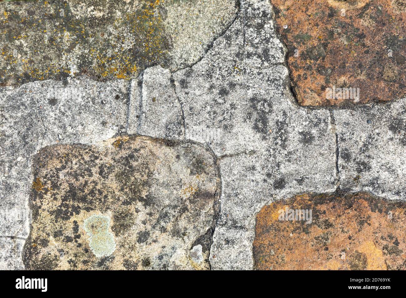 Top view of the paved old and weathered dirty walkway Stock Photo - Alamy