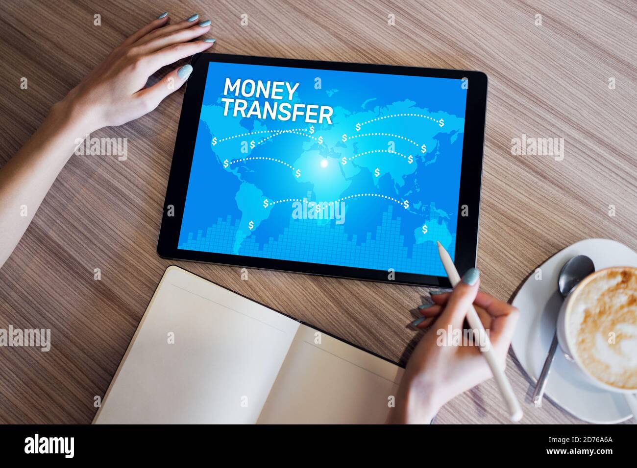 Global Money transfer and e-payments. Internet and financial technology ...