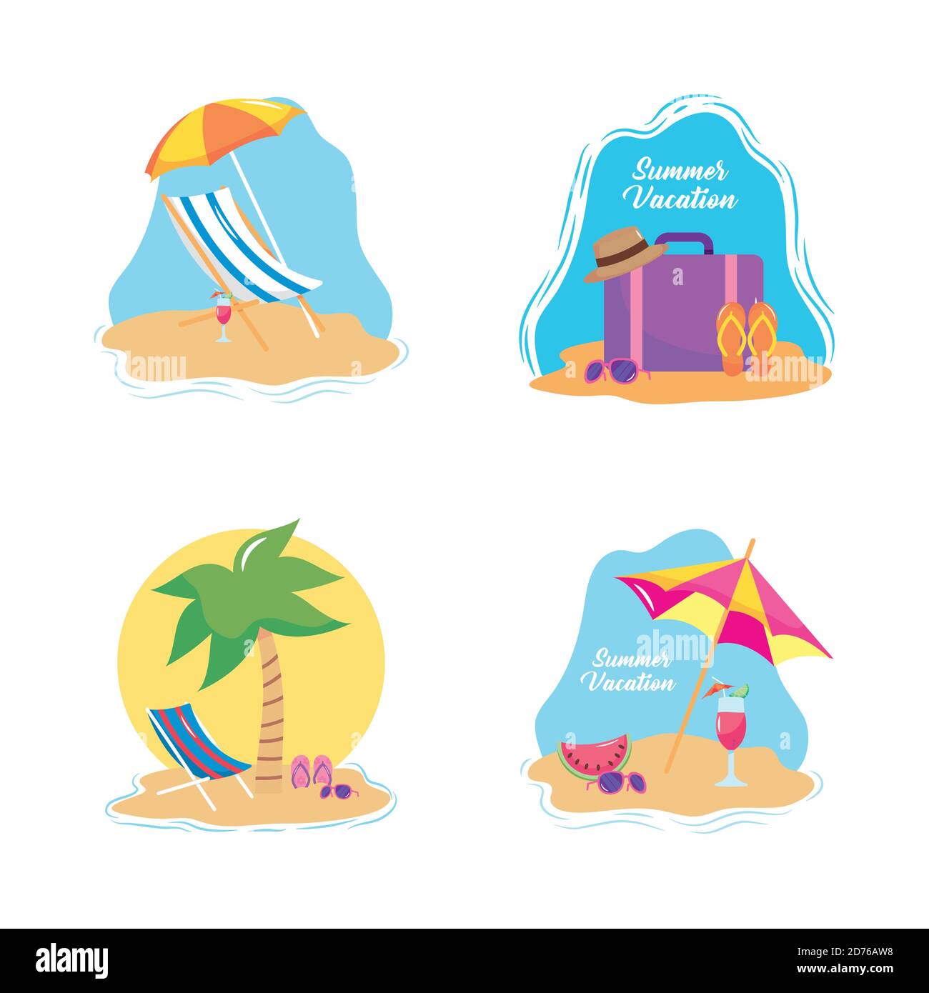 summer vacation travel, different banners season vacations vector ...