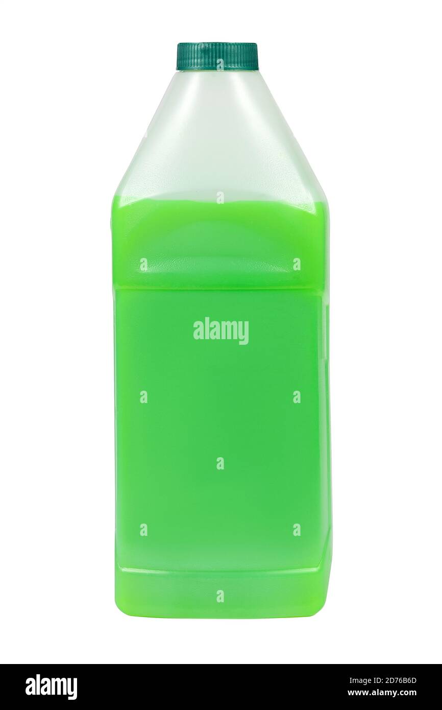 Green antifreeze in a 1-liter canister. Non-freezing cleaning liquid ...