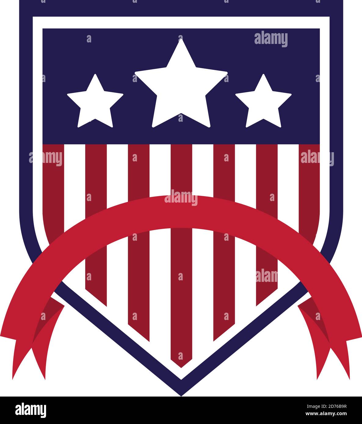 shield with united states of america flag and ribbon frame vector ...