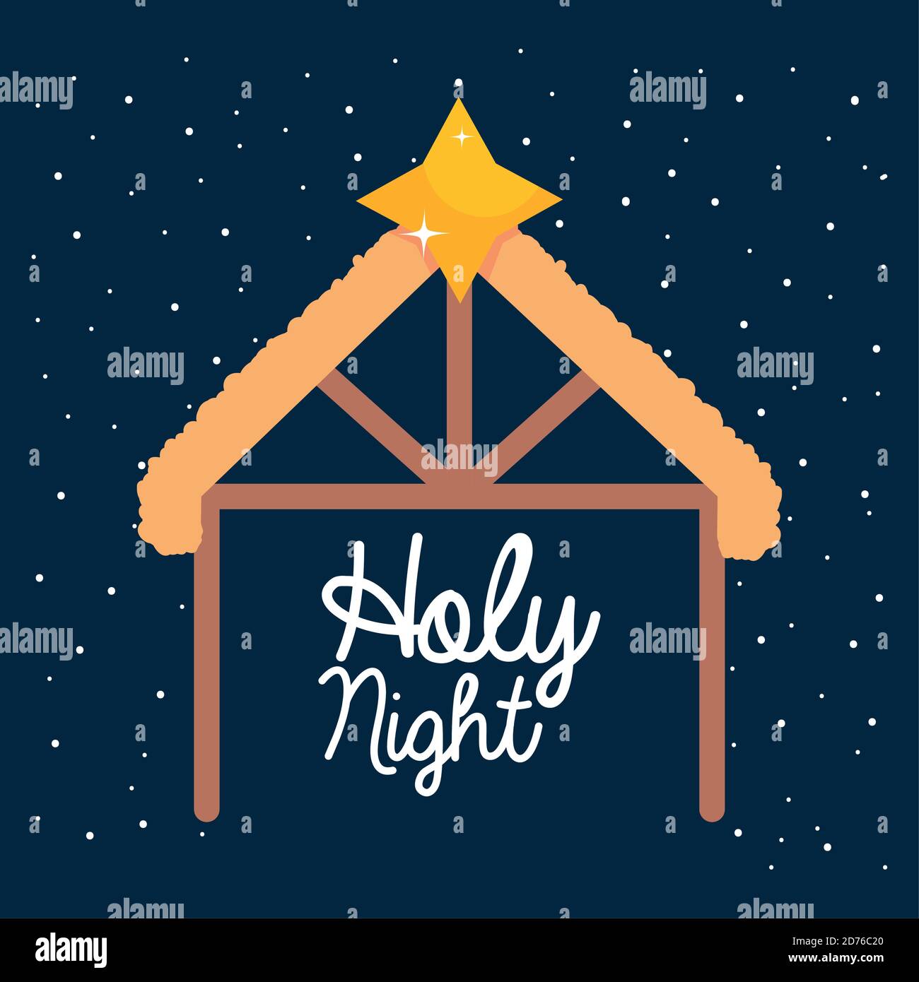 nativity, manger stable holy night with bright star sky vector ...