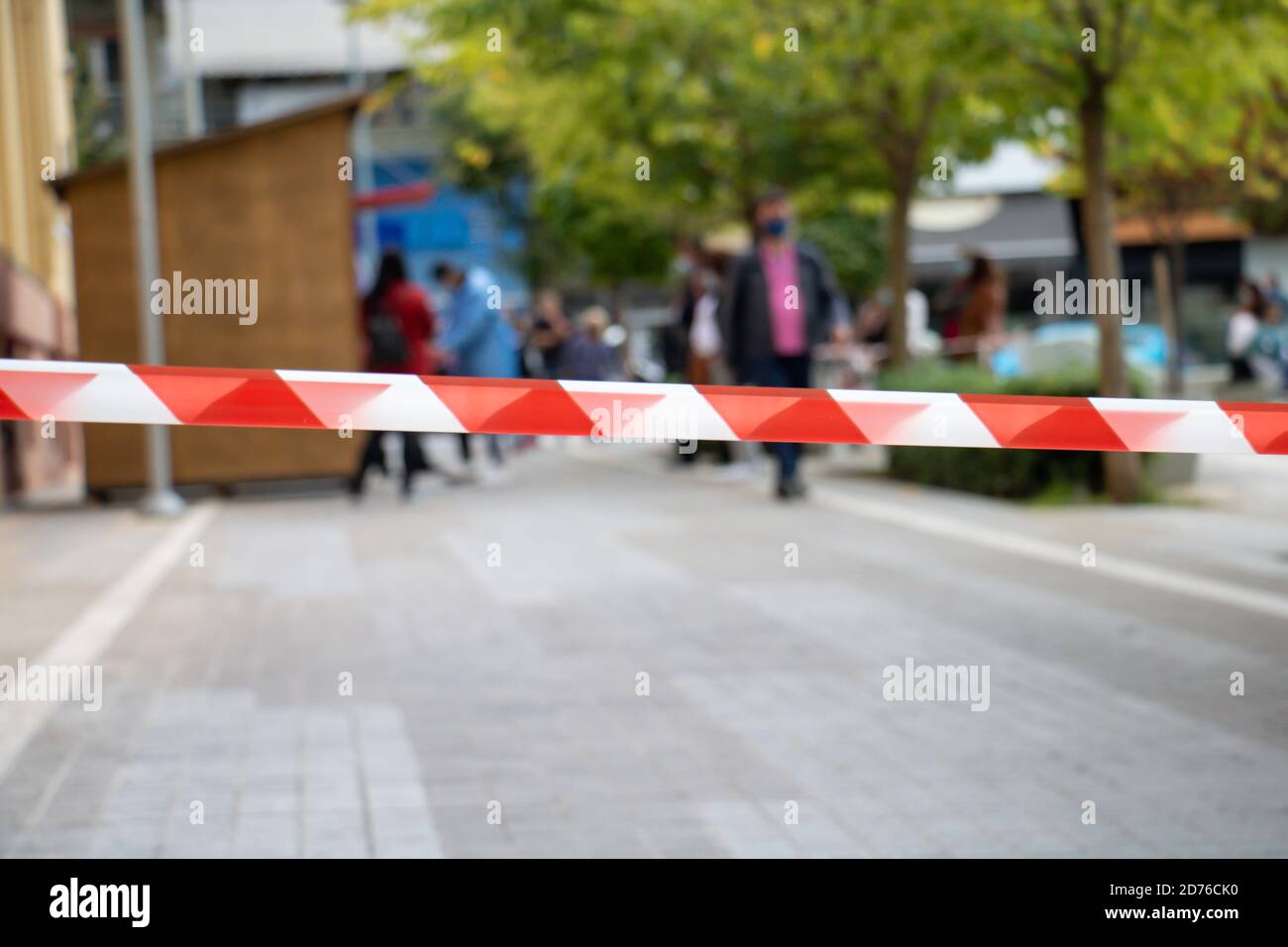 Warning tape, passage is prohibited concept. Red and white stripes ...