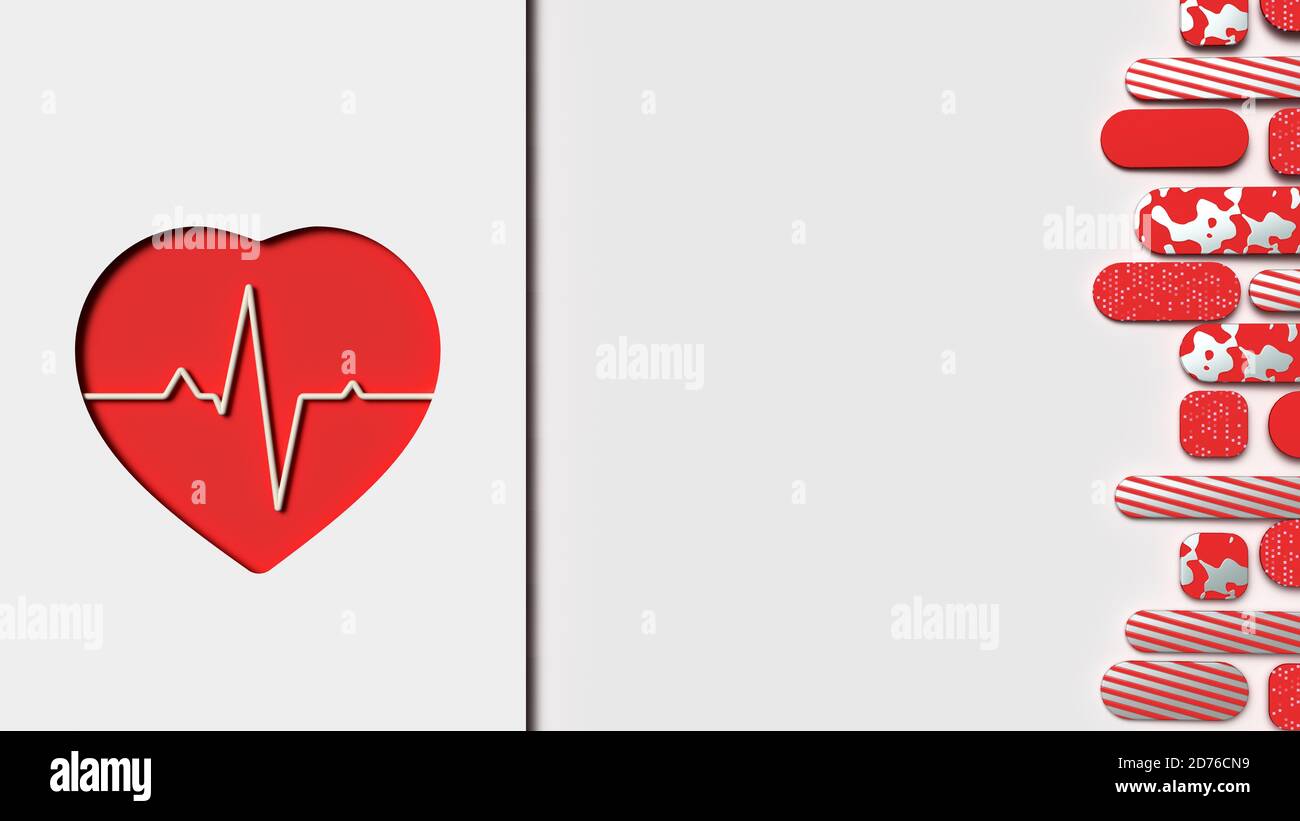 background for text on a medical theme with heart and cardiogram 3d ...