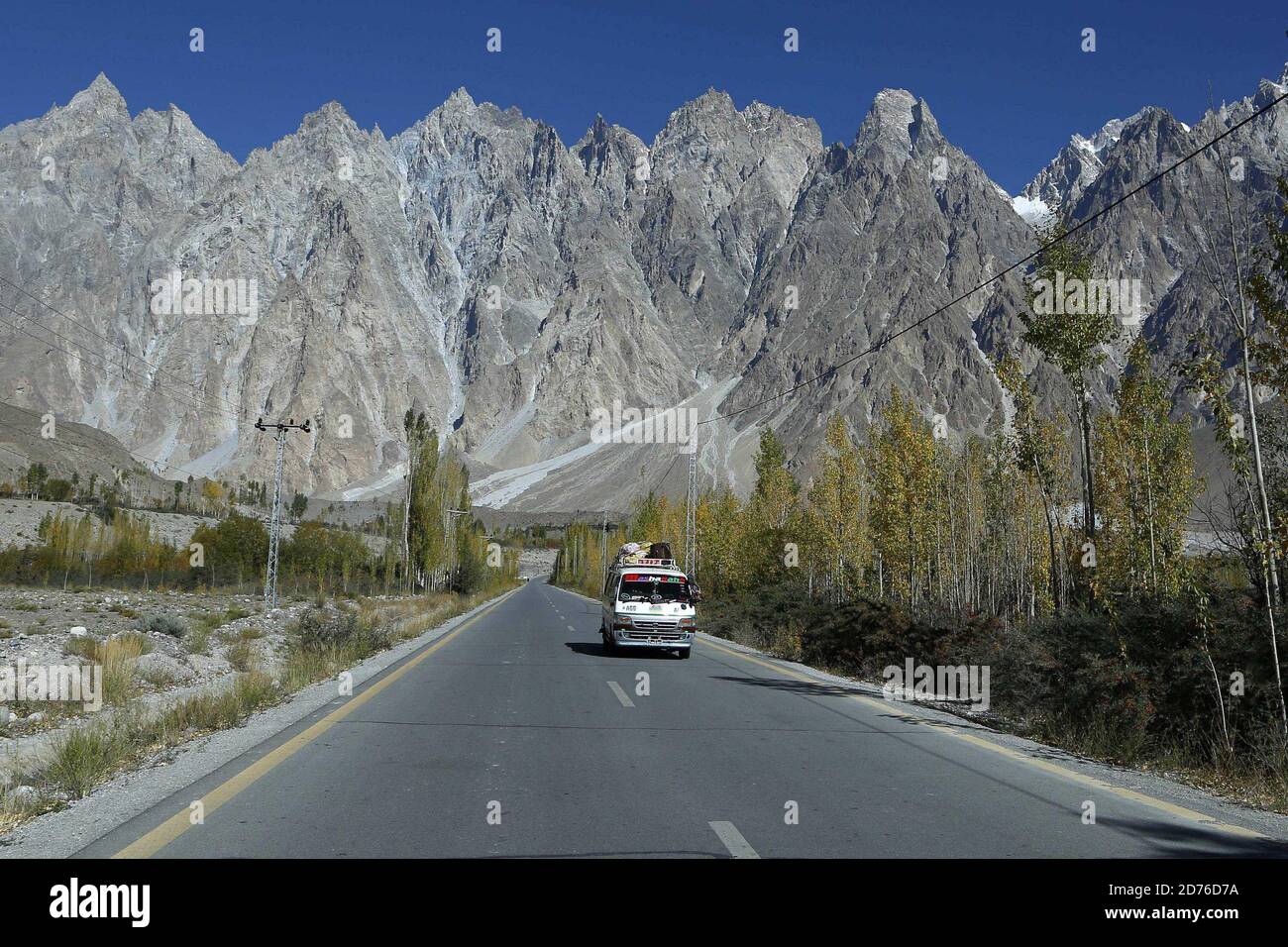 Islamabad. 16th Oct, 2020. A vehicle moves on the Karakoram Highway ...
