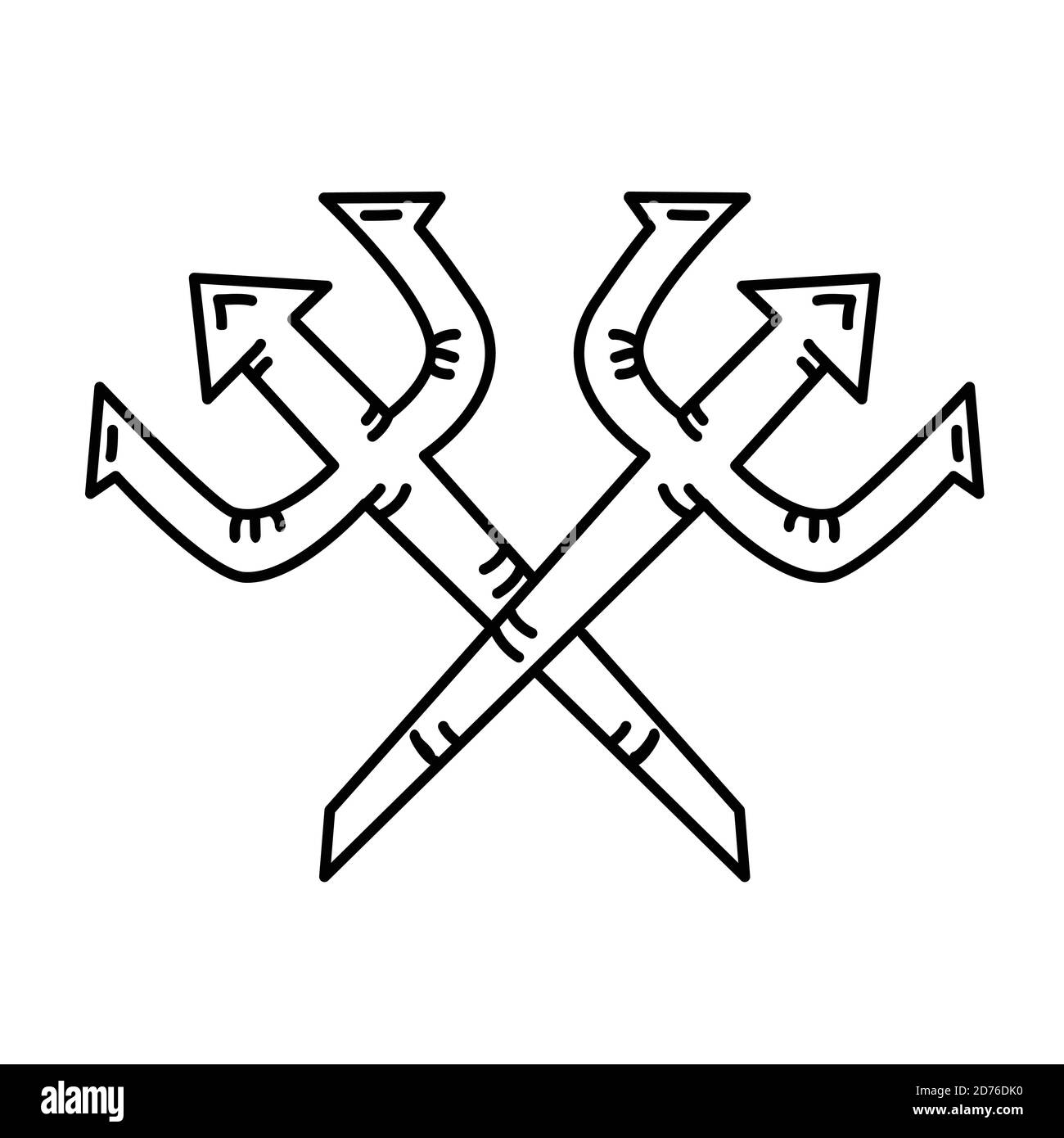 Trident Icon vector. Doodle Hand Drawn or Black Outline Icon Style ...