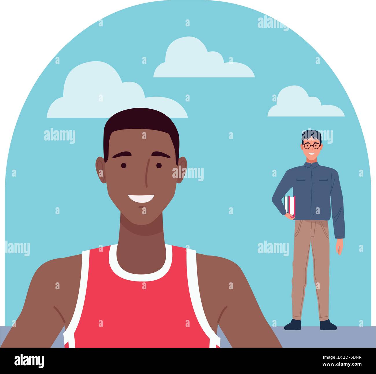 nerd and basketball player perfectly imperfect characters vector ...