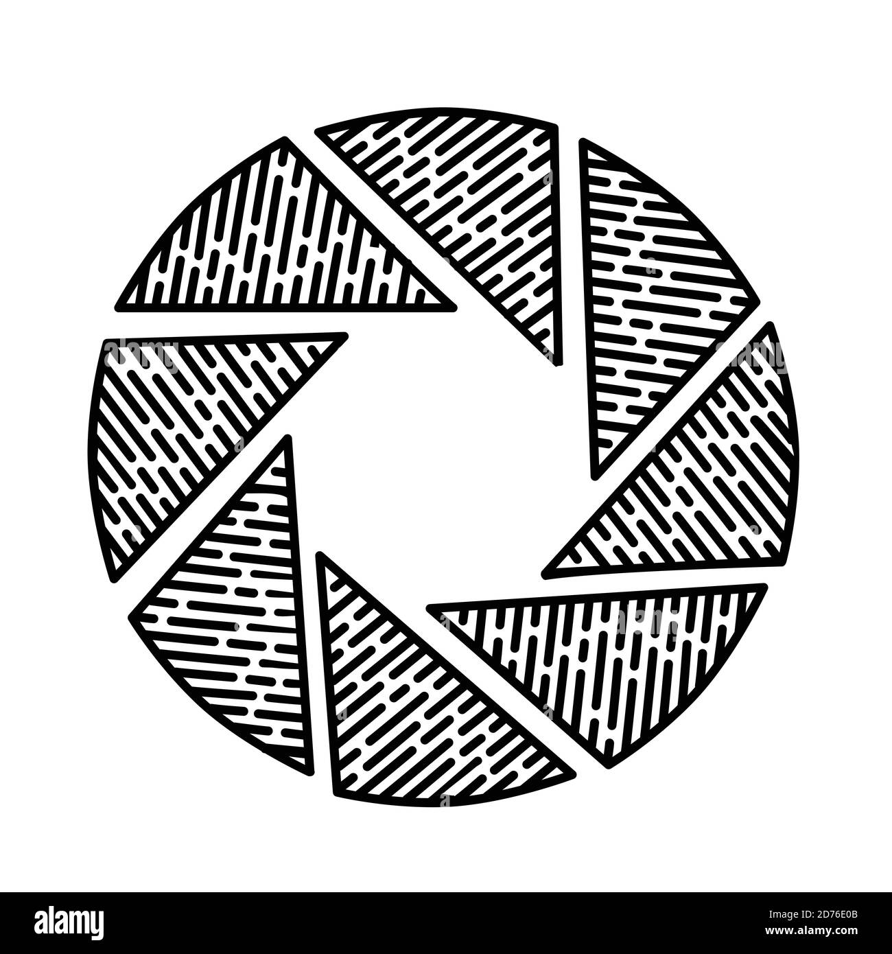 Aperture Icon vector. Doodle Hand Drawn or Black Outline Icon Style ...