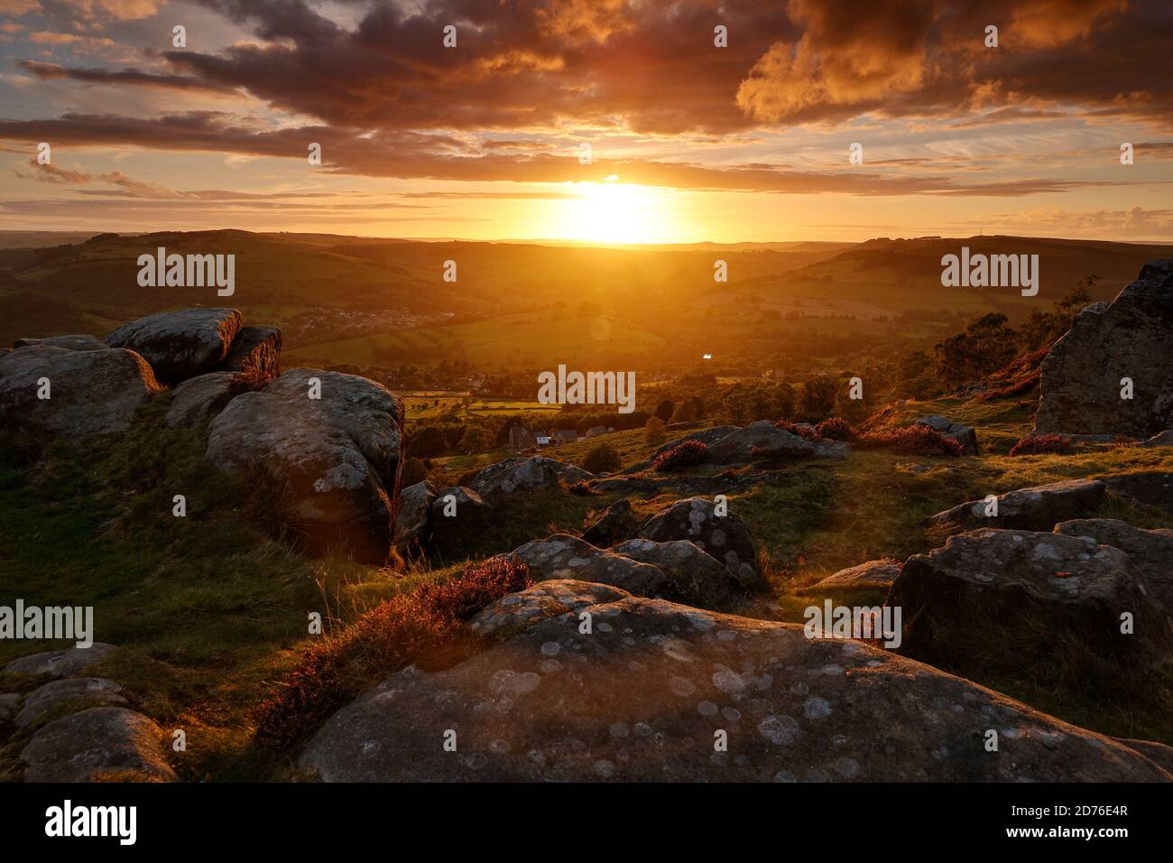 Sunset in Peak District Derbyshire UK Stock Photo - Alamy