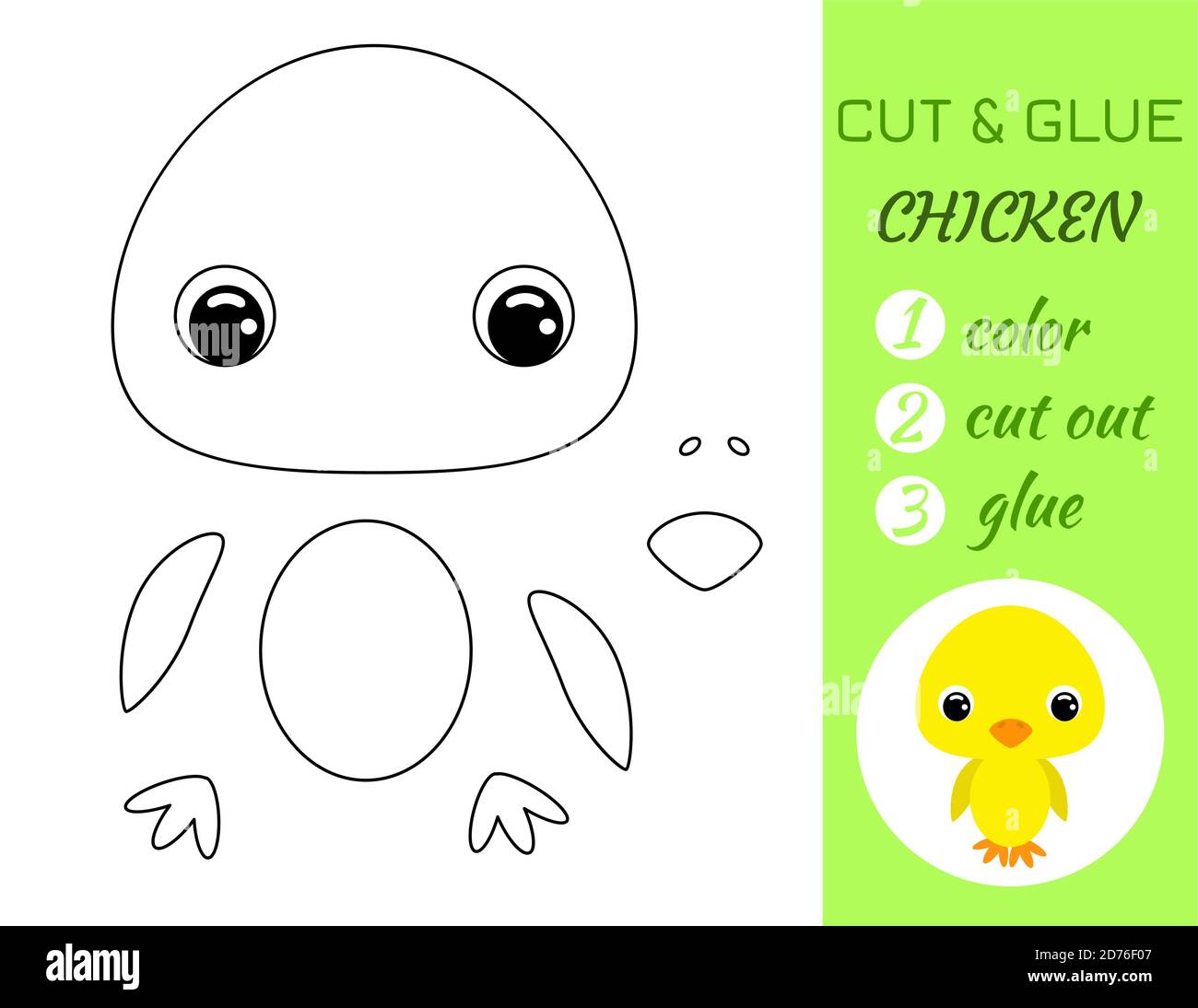 Coloring book cut and glue baby chick. Educational paper game for ...