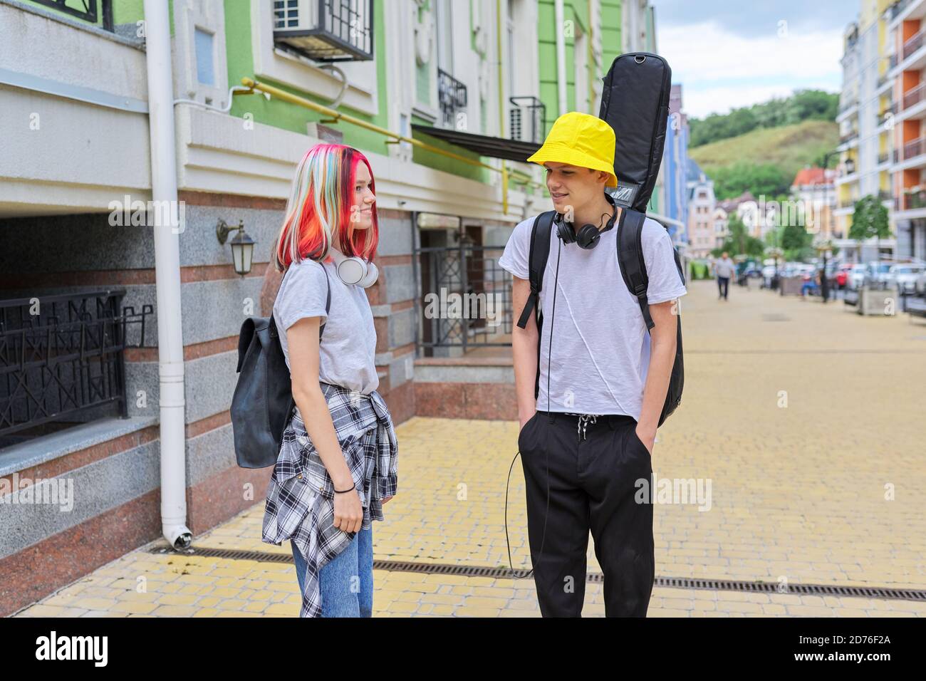 Teen Boy And Girl Talking Street High Resolution Stock Photography and ...