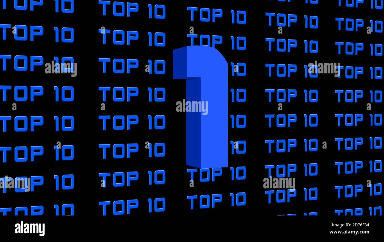 Abstract graphic 3D-illustration - digits of the top 10 - single shown ...