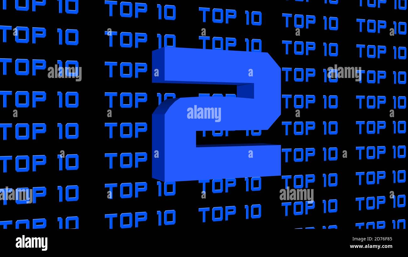 Abstract graphic 3D-illustration - digits of the top 10 - single shown ...