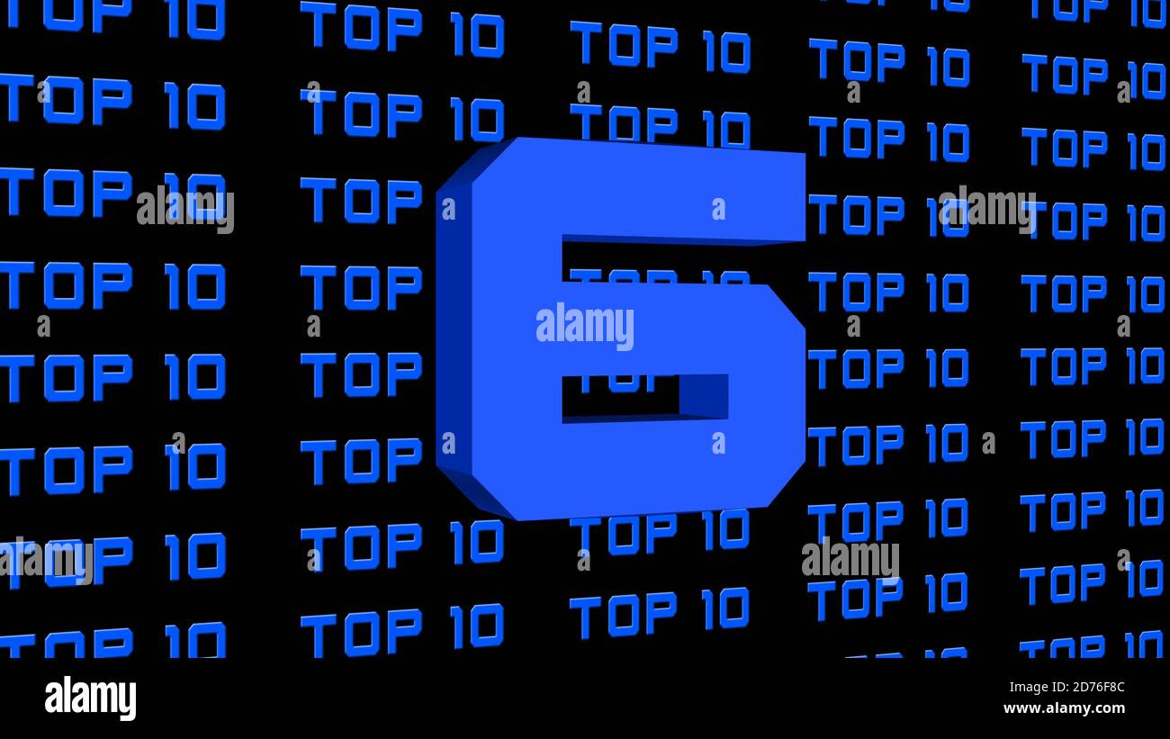 Abstract graphic 3D-illustration - digits of the top 10 - single shown ...