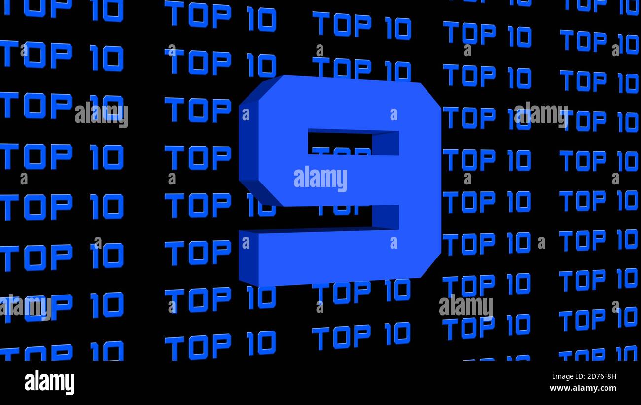 Abstract graphic 3D-illustration - digits of the top 10 - single shown ...