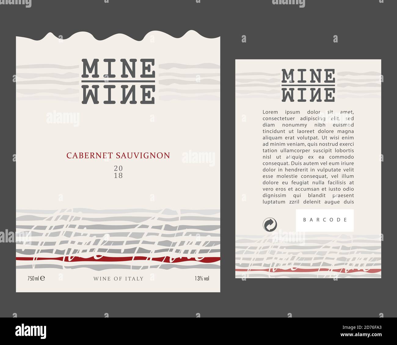 Set of Front and Rear wine label for wine bottle. Vector Label Template ...