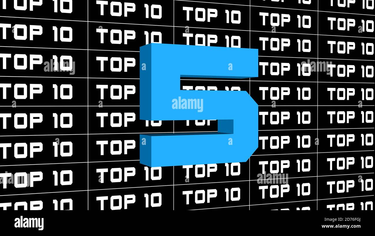 Single number 5 of the TOP 10 Digits in changing colors - lettering TOP ...