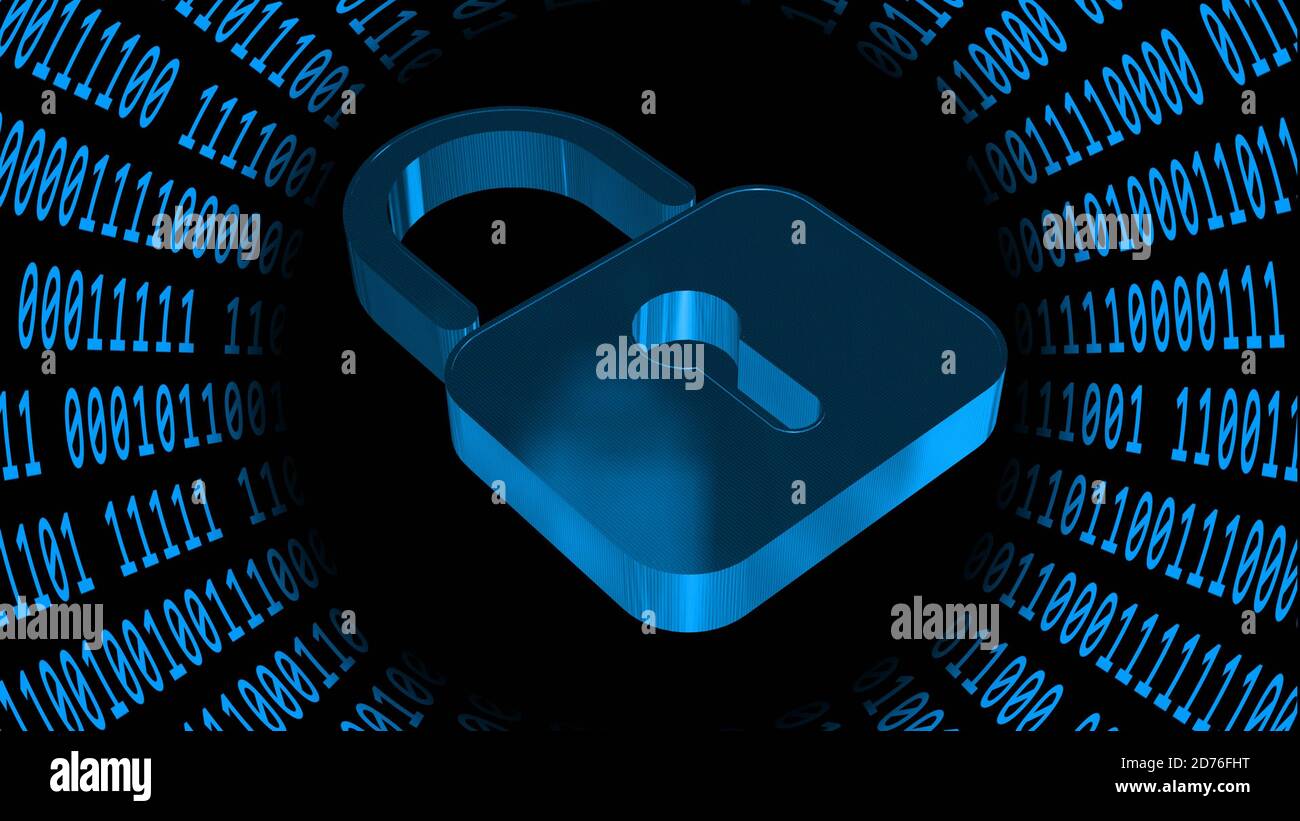 Binary Code Arranged In Cylinder Shape Closed Padlock Built Into Hud Elements Cyber Internet