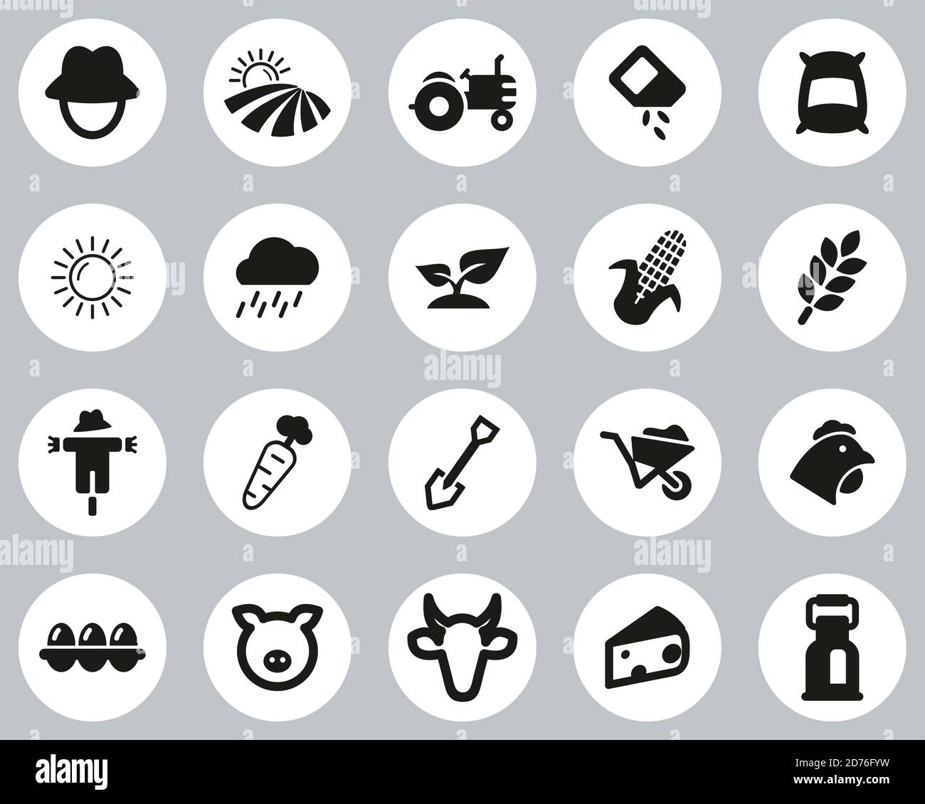 Farm & Farm Equipment Icons Black & White Flat Design Circle Set Big Stock Vector Image & Art ...