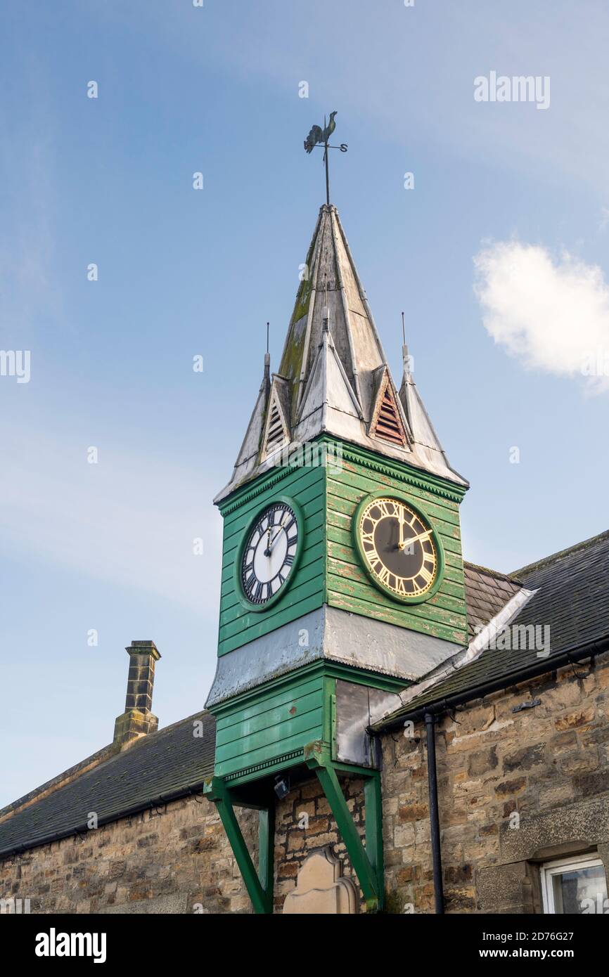 Bellingham town hall clock tower and weather vane in Northumberland ...