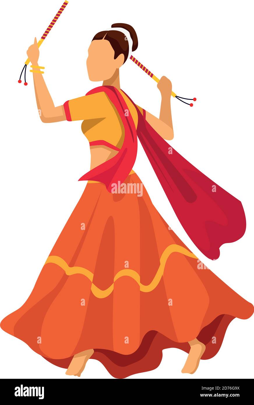 navratri dancer female traditional character vector illustration design ...