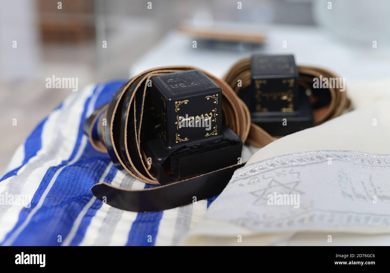 Oradea jewish memorial museum Tefillin box hat Stock Photo - Alamy