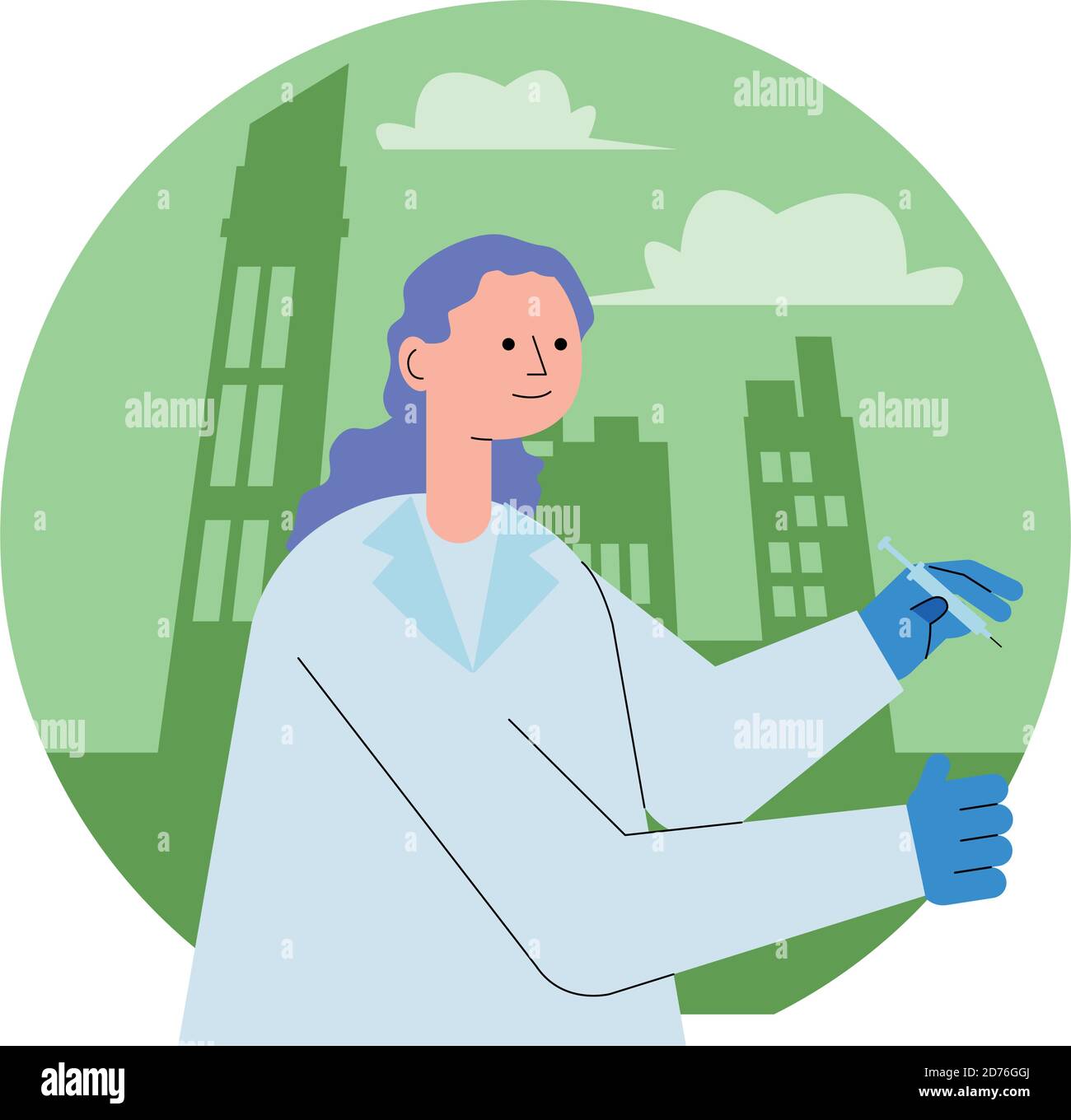 scientific doctor with injection character vector illustration design ...