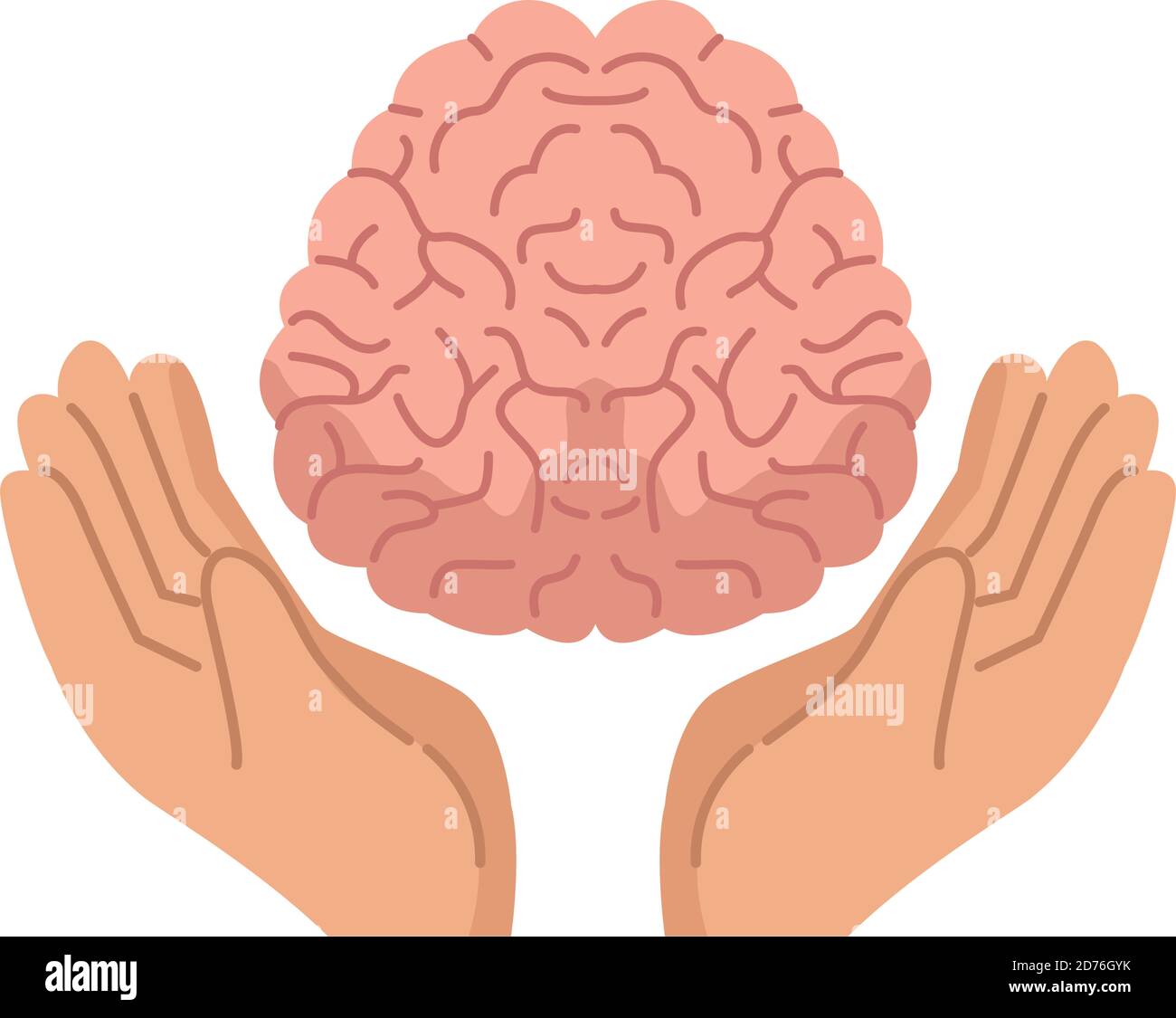 hands protecting brain human mental health care icon vector ...