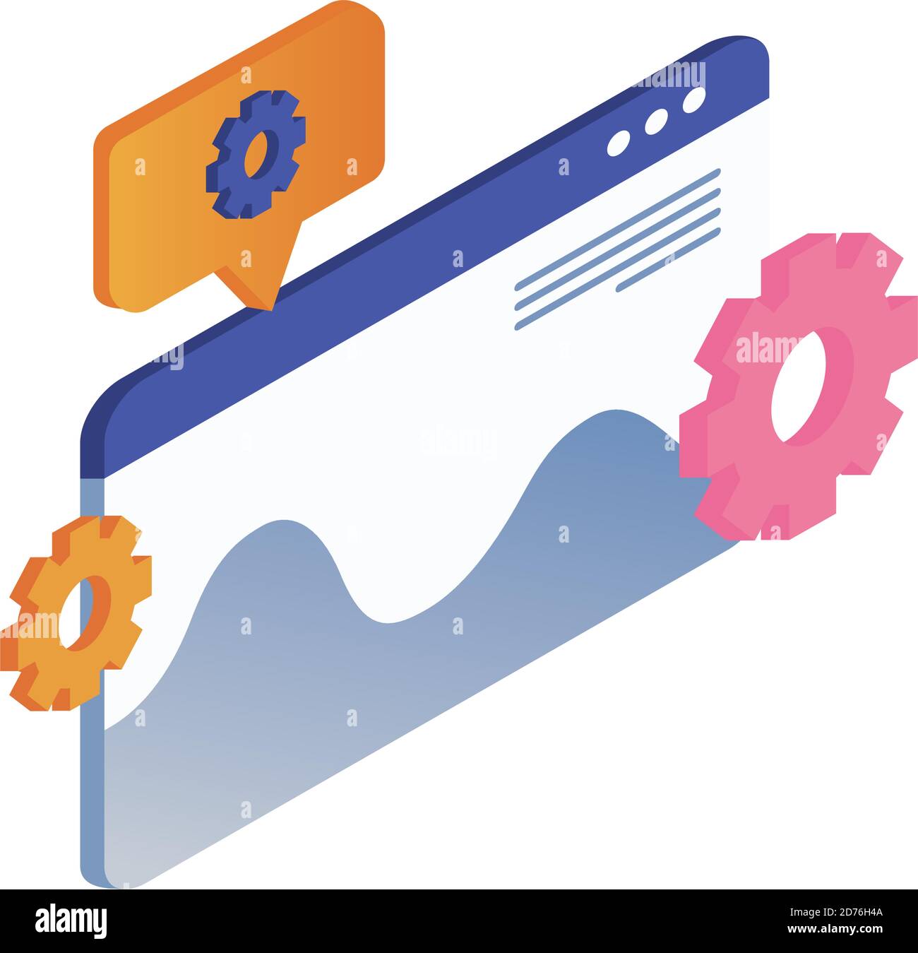 webweb page template and infographic with gears vector illustration ...