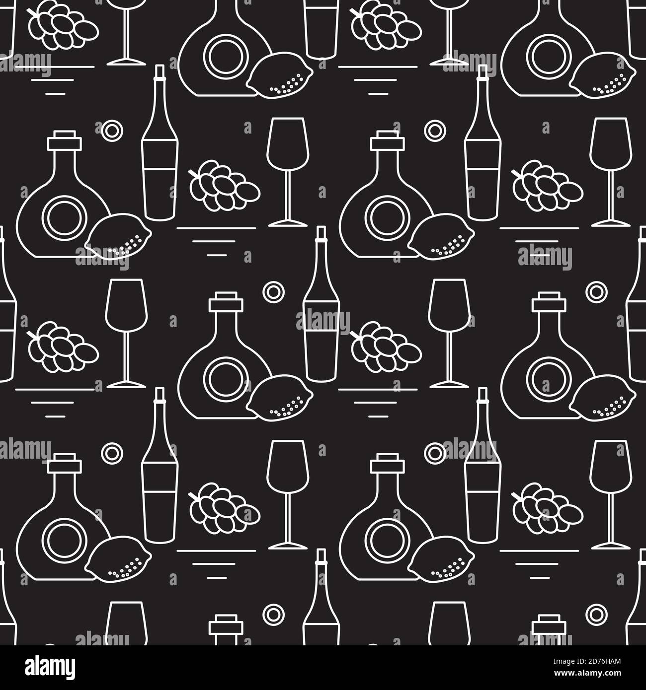 Seamless Pattern Vector Illustration Bottles Of Alcoholic Beverage
