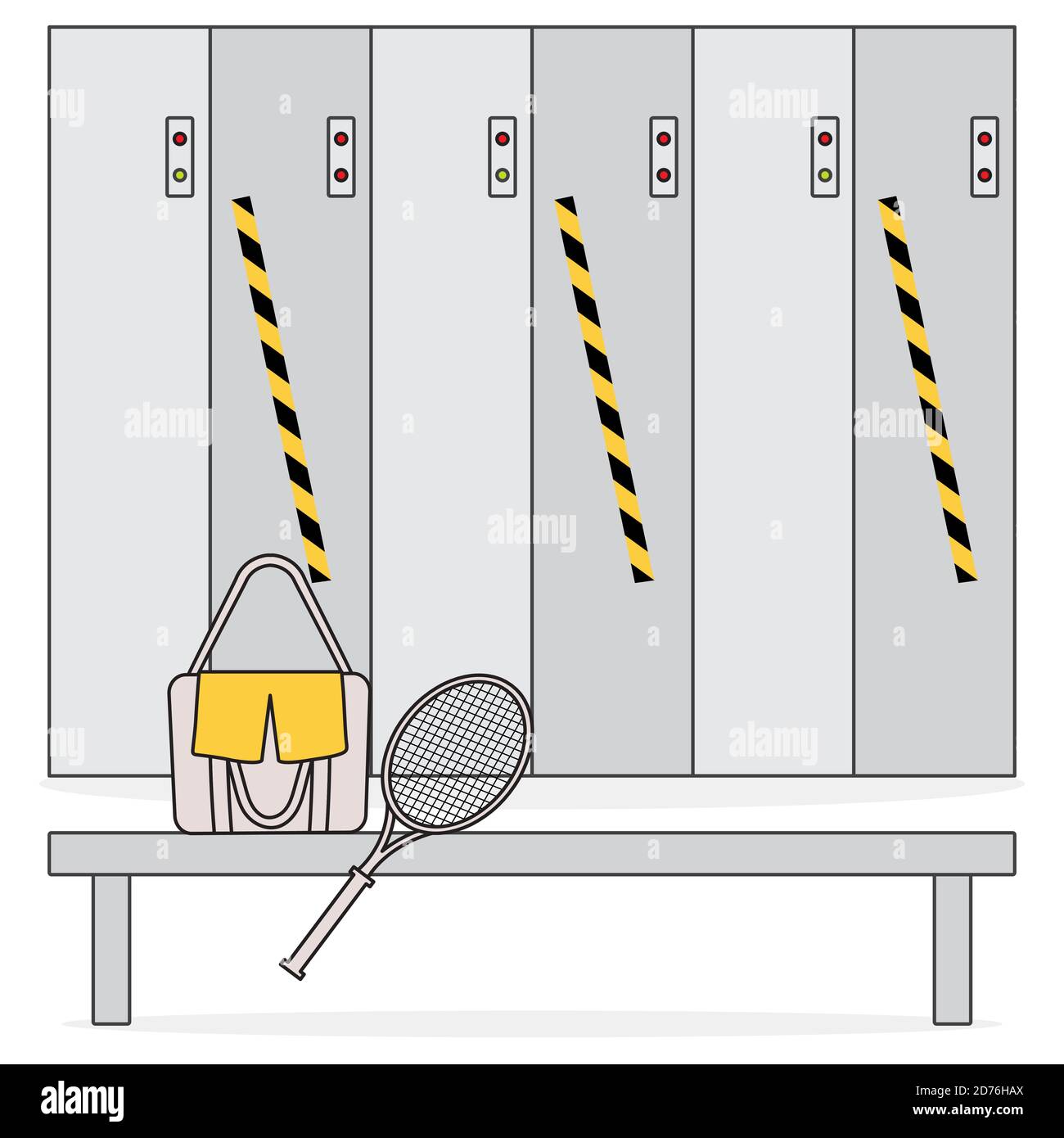 Vector illustration Locker room with safe lockers in sports club ...