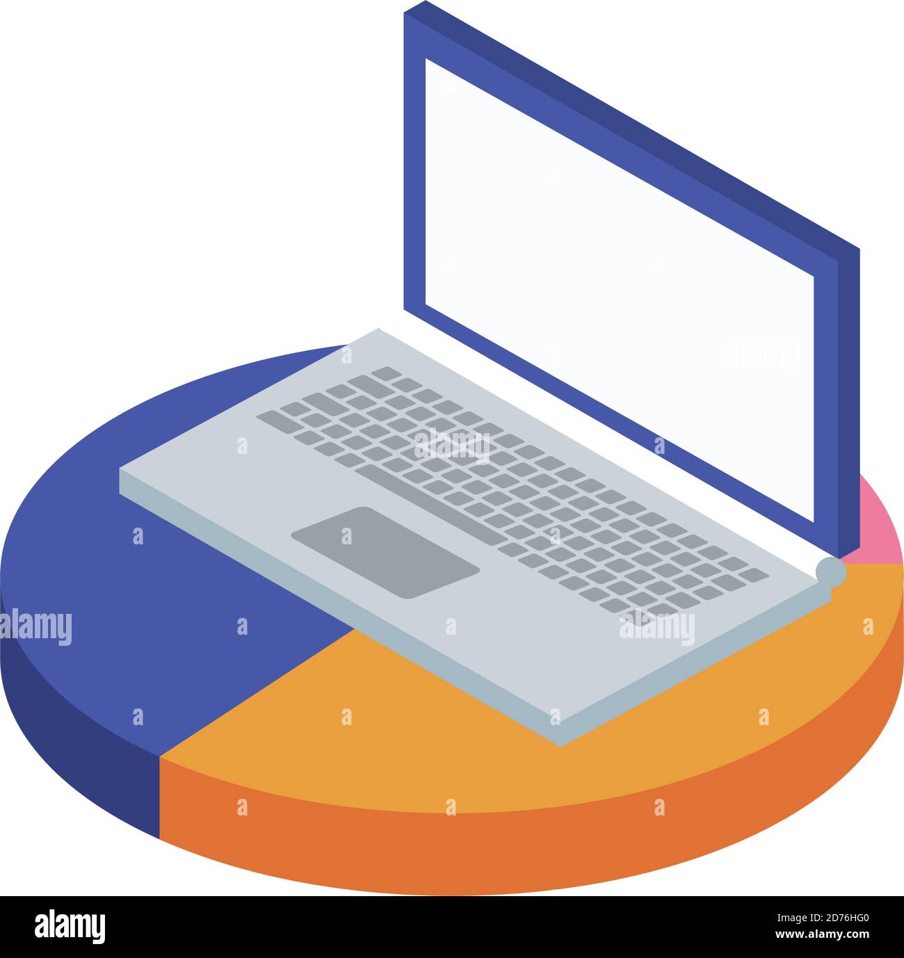 laptop computer portable in stastistics pie vector illustration design ...